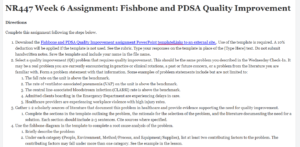 (FINAL ANSWER) NR447 Week 6 Assignment: Fishbone and PDSA Quality Improvement - Mastered Tutorials